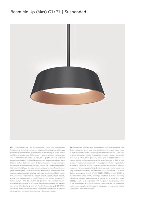 LED Pendelleuchte BEAM ME UP (DEEP) G1/P1 By Lightnet
