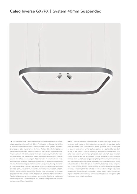 CALEO INVERSE GX/PX Pendant lamp By Lightnet