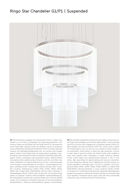 RINGO STAR CHANDELIER G1/P1 Luminária pendente By Lightnet