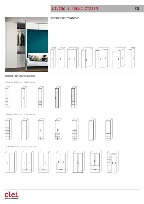 LIVING & YOUNG SYSTEM Sectional modular storage wall By CLEI