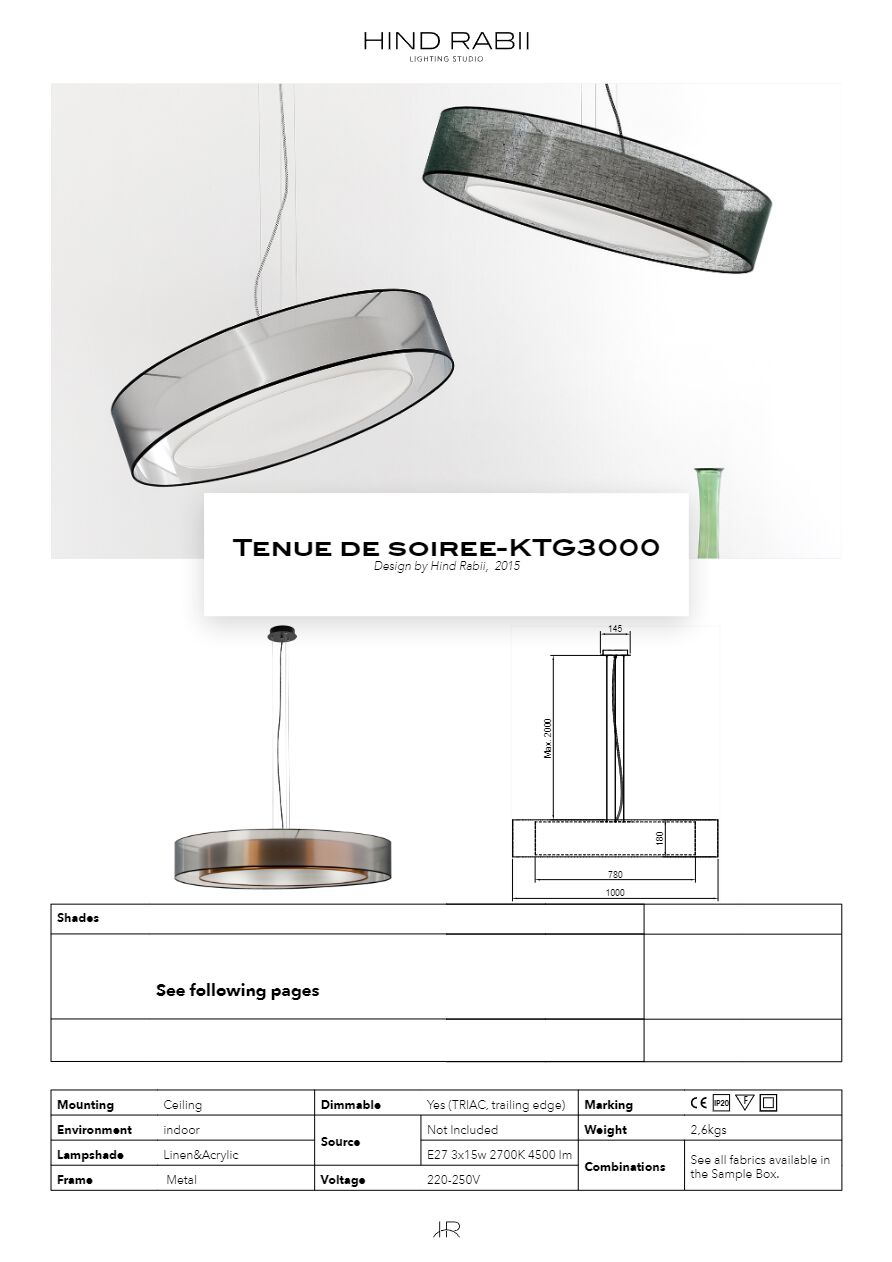 TENUE DE SOIRÉE Suspension LED By Hind Rabii | design Hind Rabii Designer