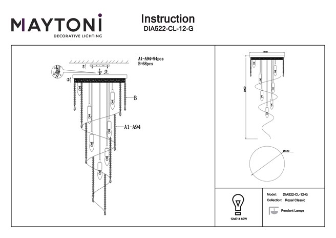 CASCADE 12-G pendant lamp By MAYTONI