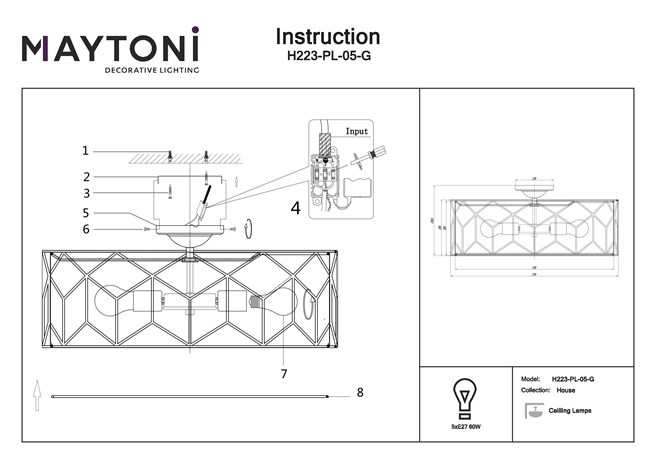 MESSINA 05-G Ceiling lamp By MAYTONI