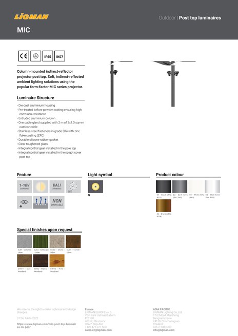 LED extruded aluminium street lamp on pole MIC 3 By LIGMAN
