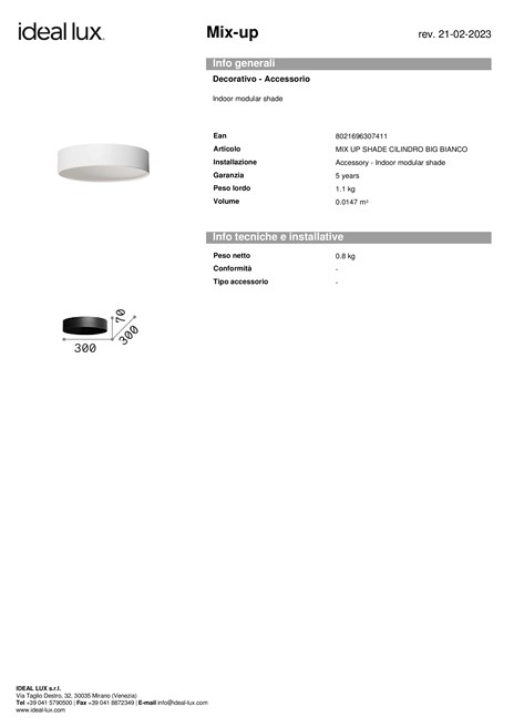 MIX UP CILINDRO lampshade By Ideal Lux