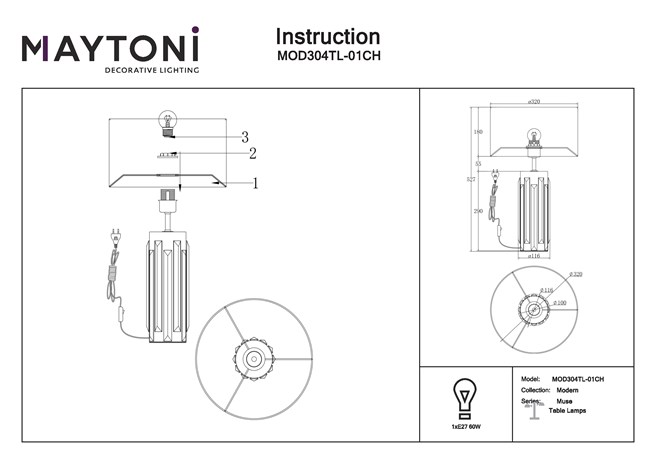 MUSE Candeeiro de mesa de cristal By MAYTONI