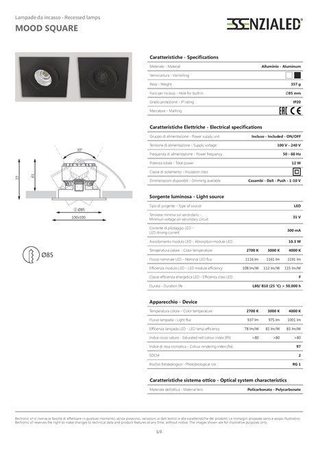 MOOD SQUARE Spot LED orientable encastrable By Essenzialed