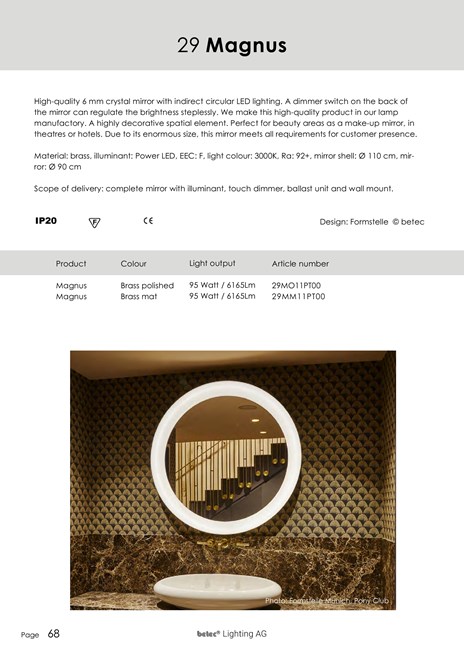 MAGNUS mirror with integrated lighting By betec design Formstelle