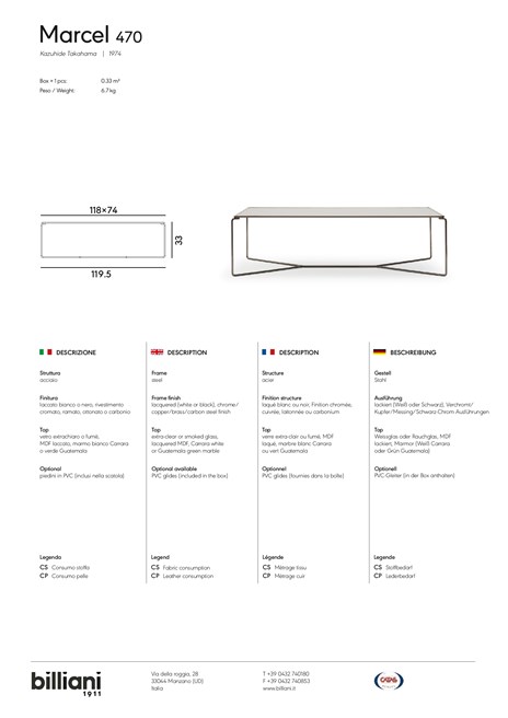 MARCEL 470 coffee table By Billiani