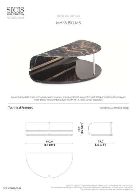 MARS Wood and glass coffee table By Sicis | design Massimiliano Raggi