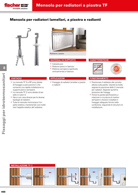 Mensola per radiatori a piastra Fischer TF | Mensola radiatori a ...