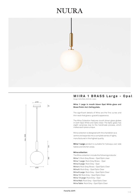 MIIRA 1 BRASS LARGE pendant lamp By Nuura