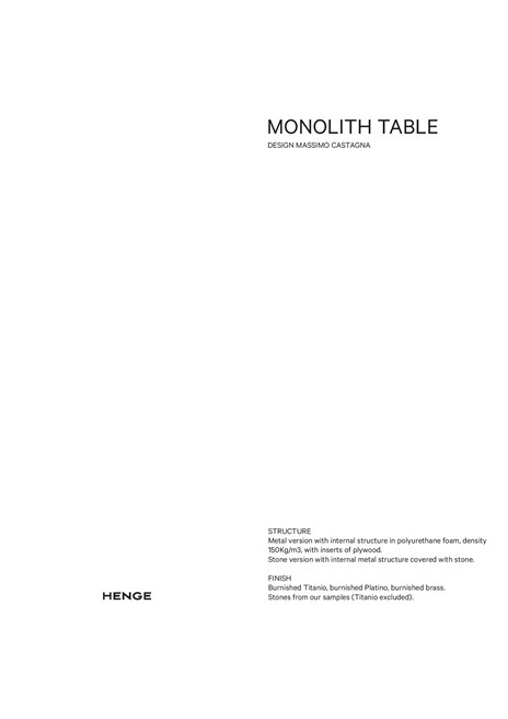 MONOLITH Low brass coffee table By Henge | design Massimo Castagna