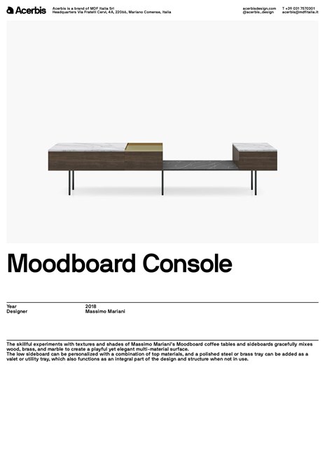 MOODBOARD | Console table By ACERBIS design Massimo Mariani