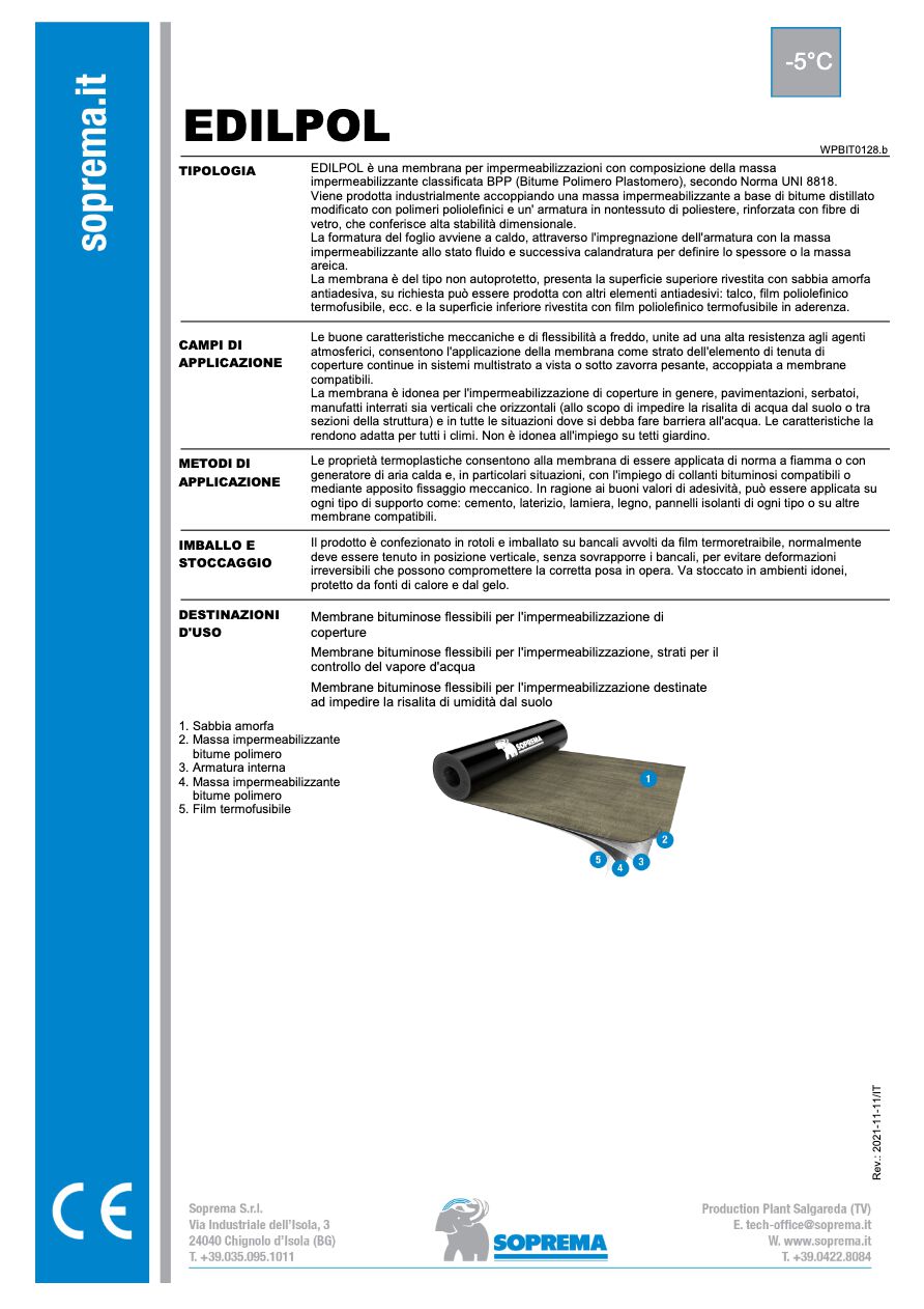 Membrana bituminosa BPP EDILPOL/EDILPOL MINERAL - Soprema - Edilportale
