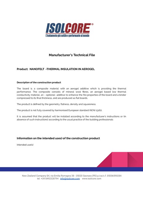 NANOFELT Thermal insulation felt By ISOLCORE