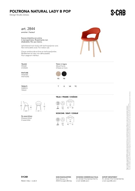 NATURAL LADY B POP Sedia in tessuto con braccioli By SCAB DESIGN ...