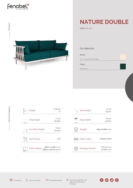 2 seater wooden sofa NATURE DOUBLE Nature Collection By Fenabel design Carlesi Tonelli - Area44