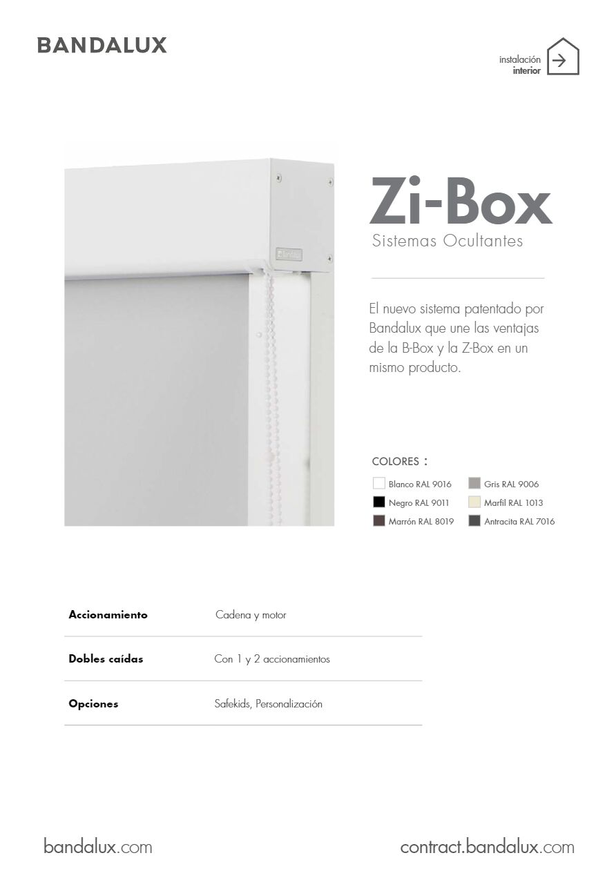 ZI-BOX Cortina enrollable cofre de tela con sistema de guia By Bandalux