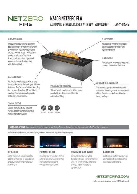 Bioethanol Fireplace burner with remote control NZ40B FLA Burner By ...