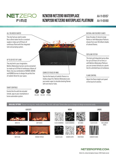 Water burner NZWP20B Waterplace Platinum Burner NetZero Fire Waterplace ...