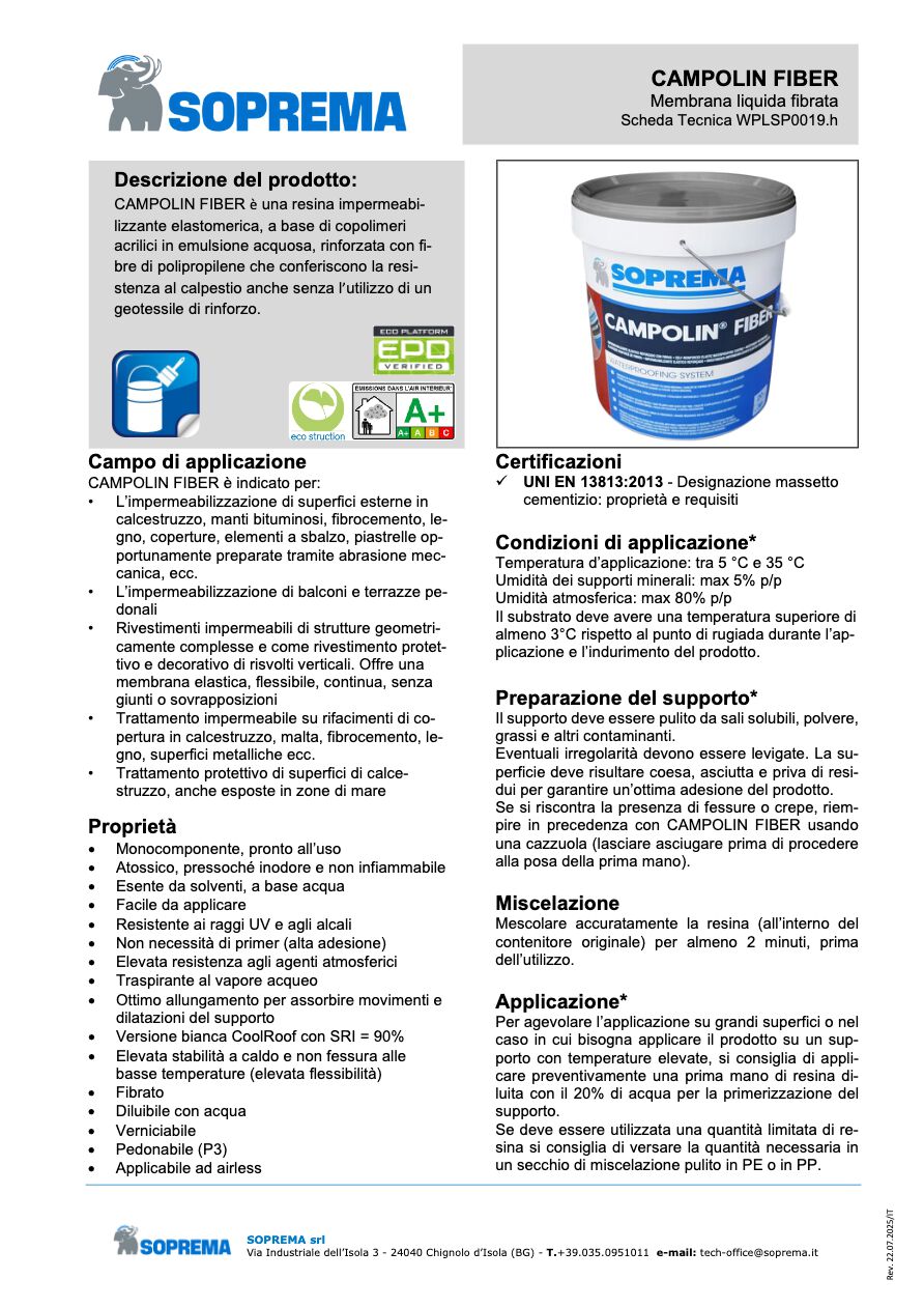 Rivestimento impermeabilizzante elastomerico fibrato e pedonabile ...