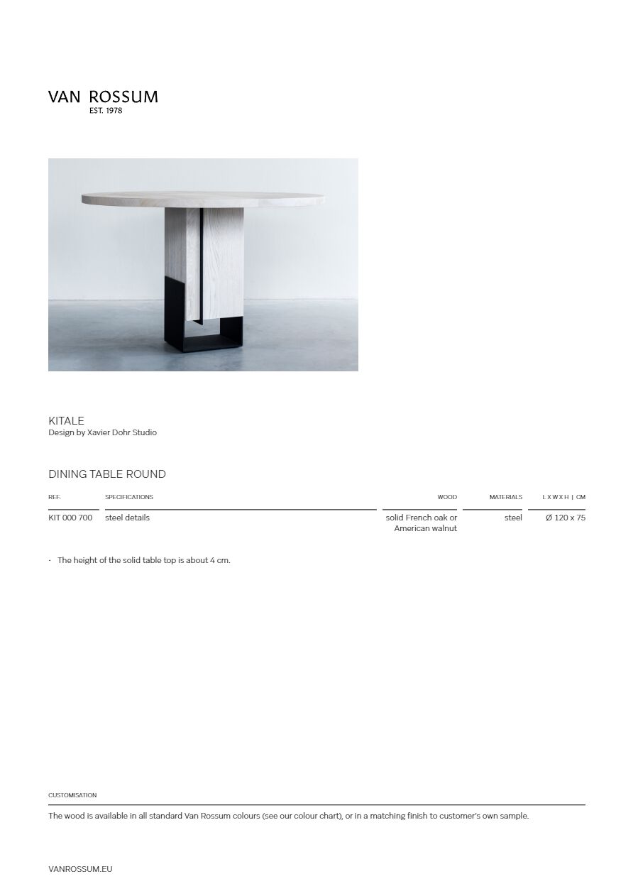 KITALE Tavolo By Van Rossum | design Xavier Dohr
