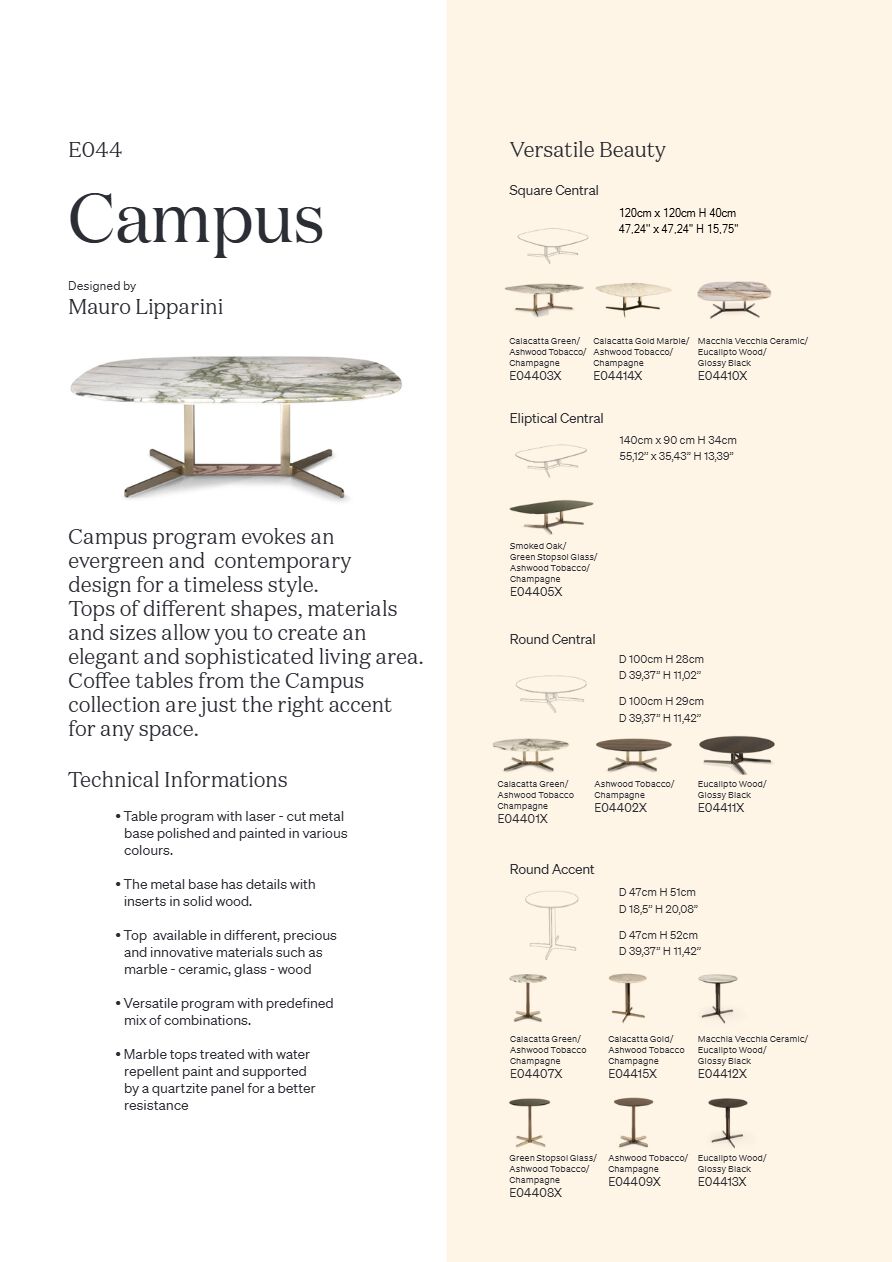 CAMPUS Square low coffee table with marble top By Natuzzi Italia ...
