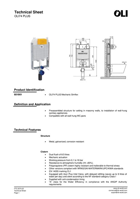 OLI74 PLUS SIMFLEX Concealed WC cistern By OLI