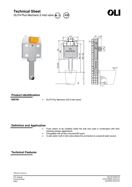 OLI74 PLUS Concealed WC cistern By OLI