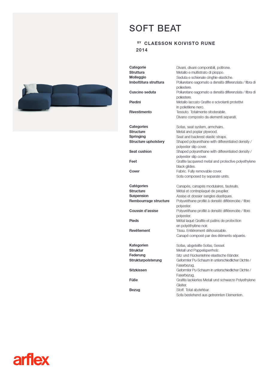 SOFT BEAT Sofa By arflex | design Claesson Koivisto Rune