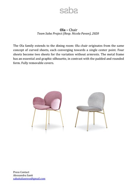 OLA | Chair with armrests Ola Collection By Saba Italia