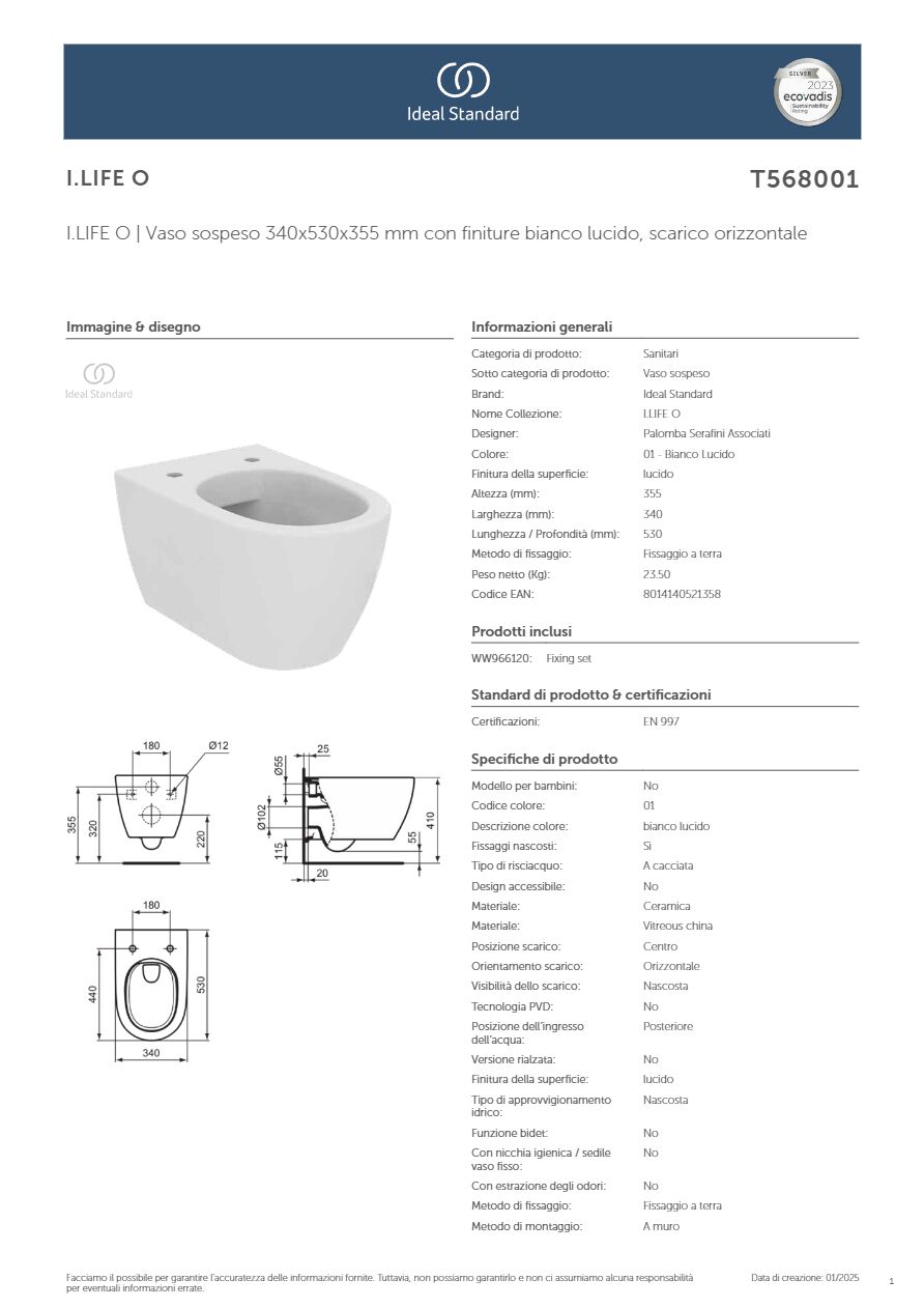 I.LIFE O T568001 Wc By Ideal Standard