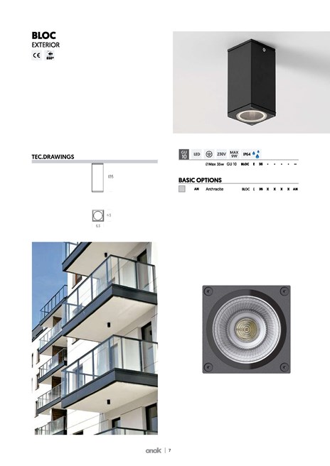 Lampada da soffitto per esterno BLOC IP64 By ONOK Lighting