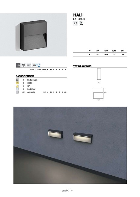 HAL 1 IP54 Steplight By ONOK Lighting