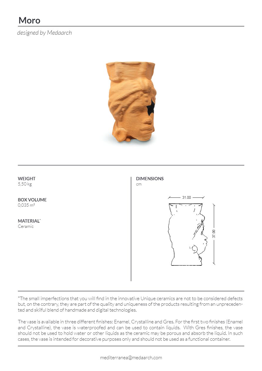 MORO 3D printed ceramic vase By Mediterranea Design