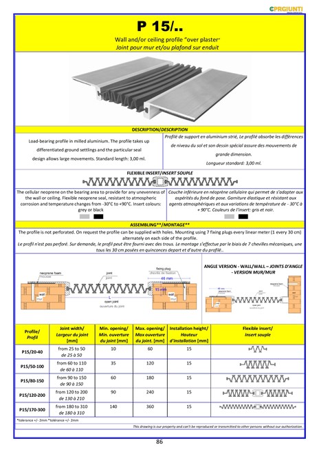 P15 Fugen- und Abschlussprofil aus Aluminium By CPR GIUNTI