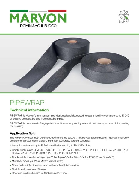 PIPEWRAP System to protect against fire penetration By MARVON