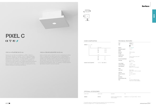 Spot LED pour plafond en AirCoral® PIXEL C By Buzzi & Buzzi
