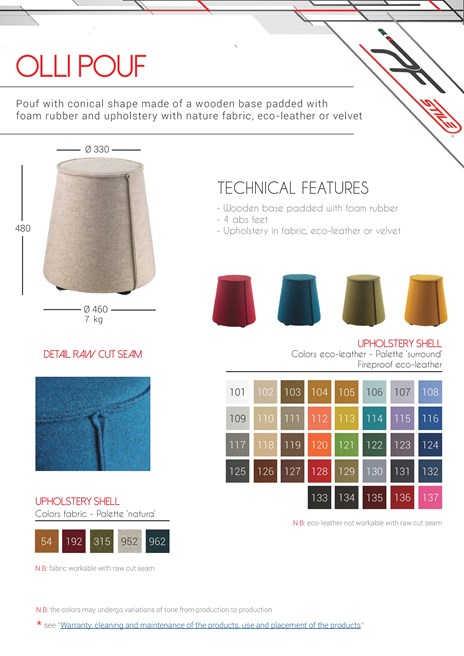 OLLI Upholstered fabric pouf By PF Stile | design Salvatore Ferroso