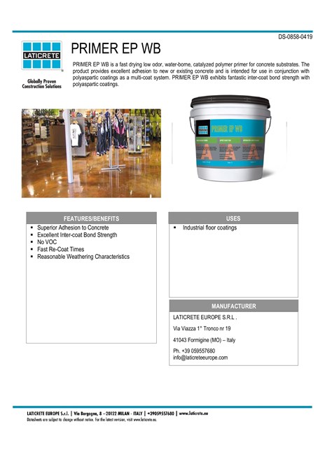 Peinture primaire PRIMER EP WB By LATICRETE