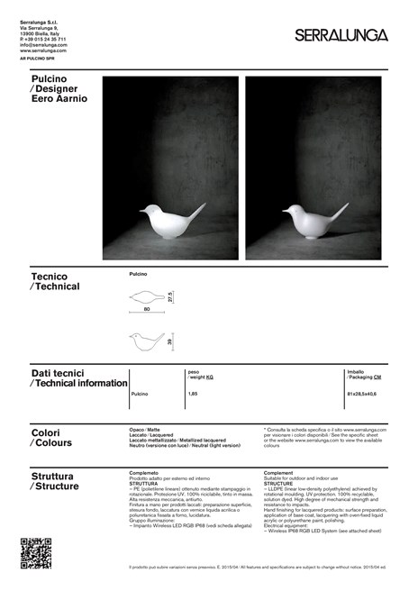 PULCINO Lampada da tavolo By Serralunga | design Eero Aarnio