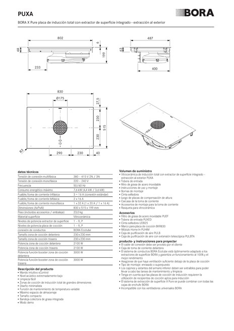 BORA X PURE Placa de inducción con extractor - extractor By Bora