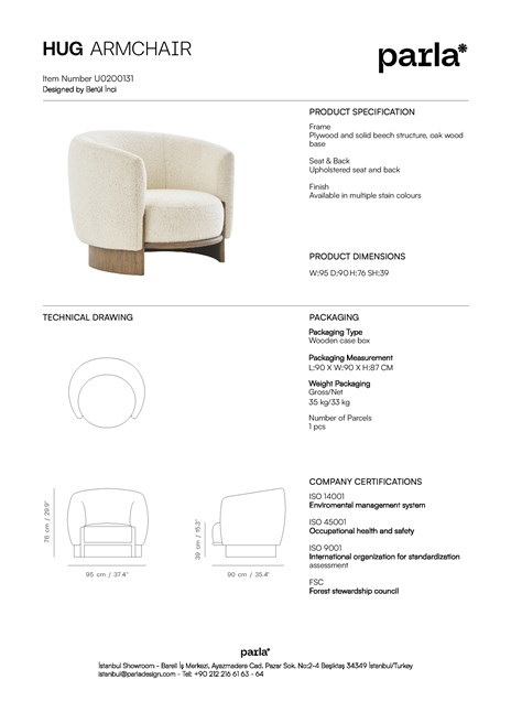 HUG Fauteuil en tissu avec accoudoirs By PARLA | design Betül İnci