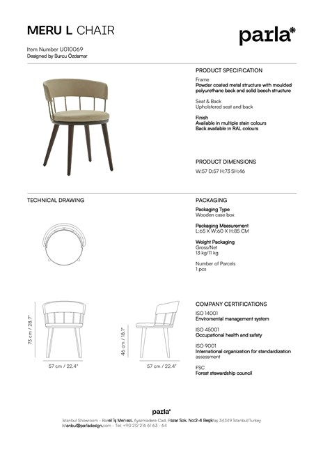MERU L | Silla Silla de tela con cojin integrado By PARLA | design ...