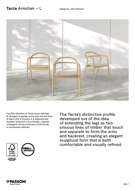 TACTA L Sedia By Passoni | design John Pawson