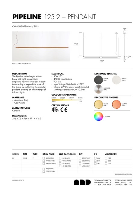 PIPELINE 125.2 Pendant lamp By A-N-D