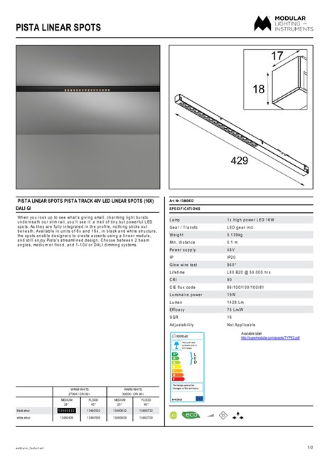 PISTA TRACK 48V LED LINEAR SPOTS LED track-Light By Modular Lighting ...