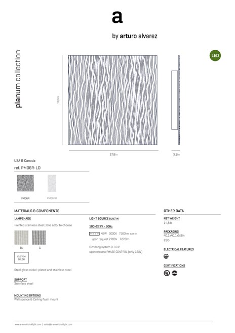 PLANUM | Applique murale à LED Applique murale à LED en acier ...