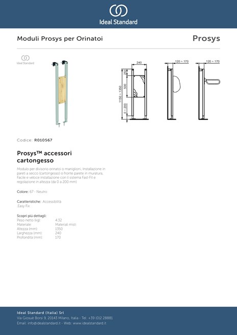 Modulo sanitario PROSYS - R010567 - Ideal Standard - Edilportale